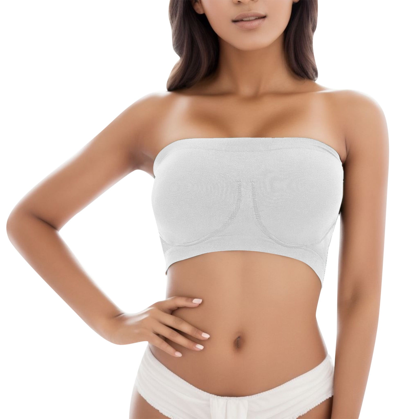 Mzoazpie Strapless Fitness Padded Size Cute Tops for Women Cropped Plus Top Bra for Metallic ...