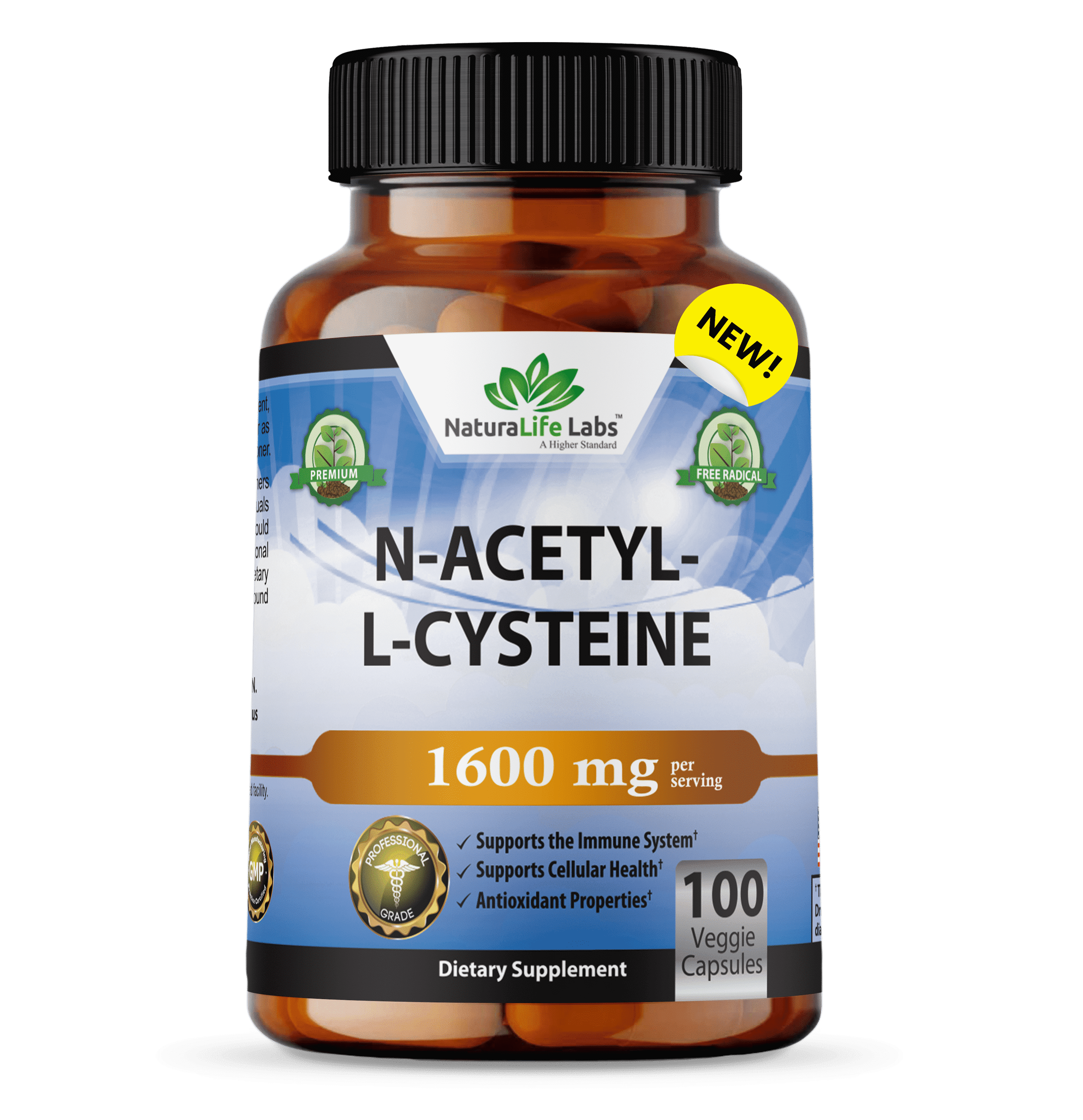 N-Acetyl-L-Cysteine (NAC) 1600 mg Immune Support & Antioxidants*, Free ...