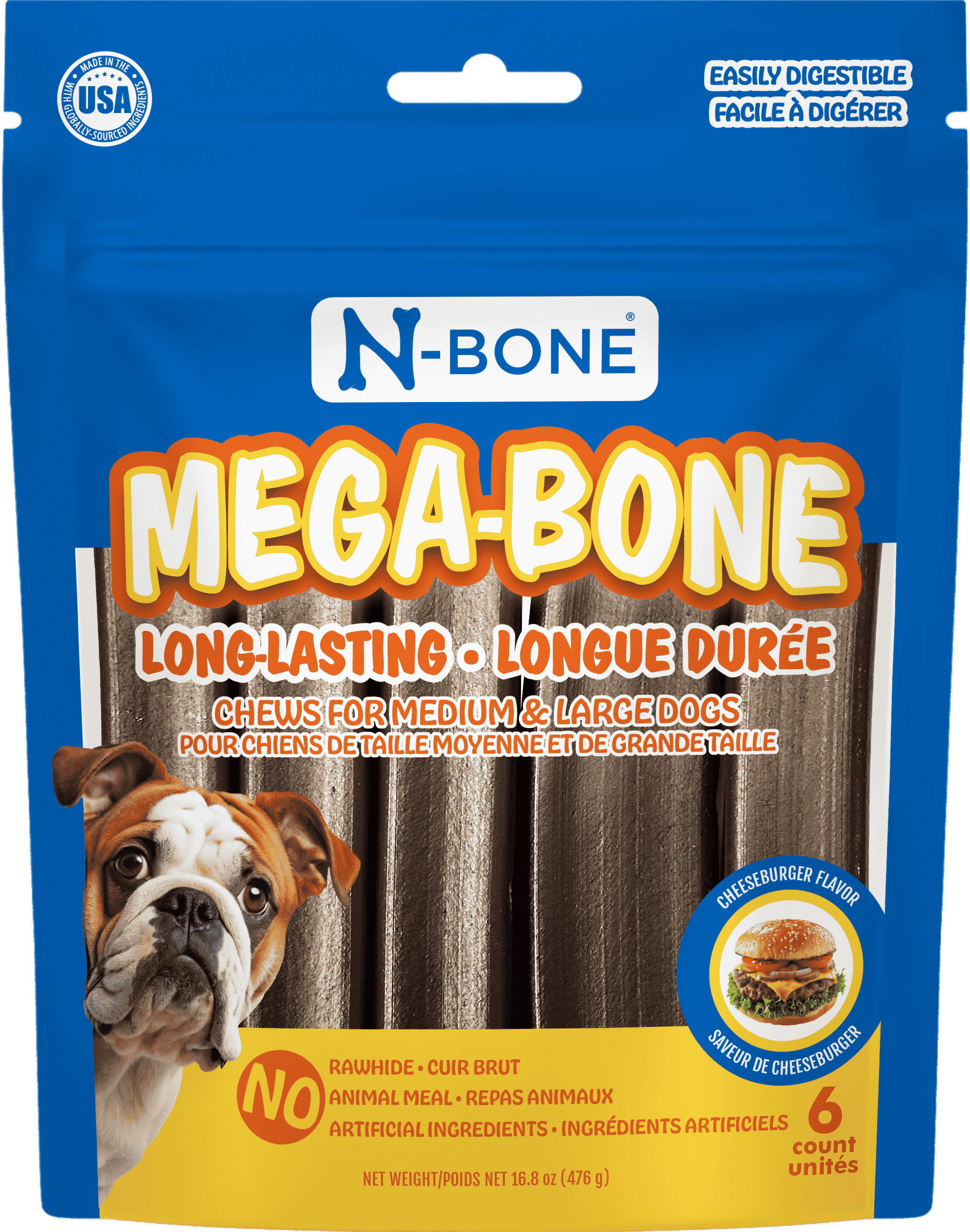 N-Bone Mega-Bone Dog Bones, Long Lasting Chew Bones, Dental Treats for ...