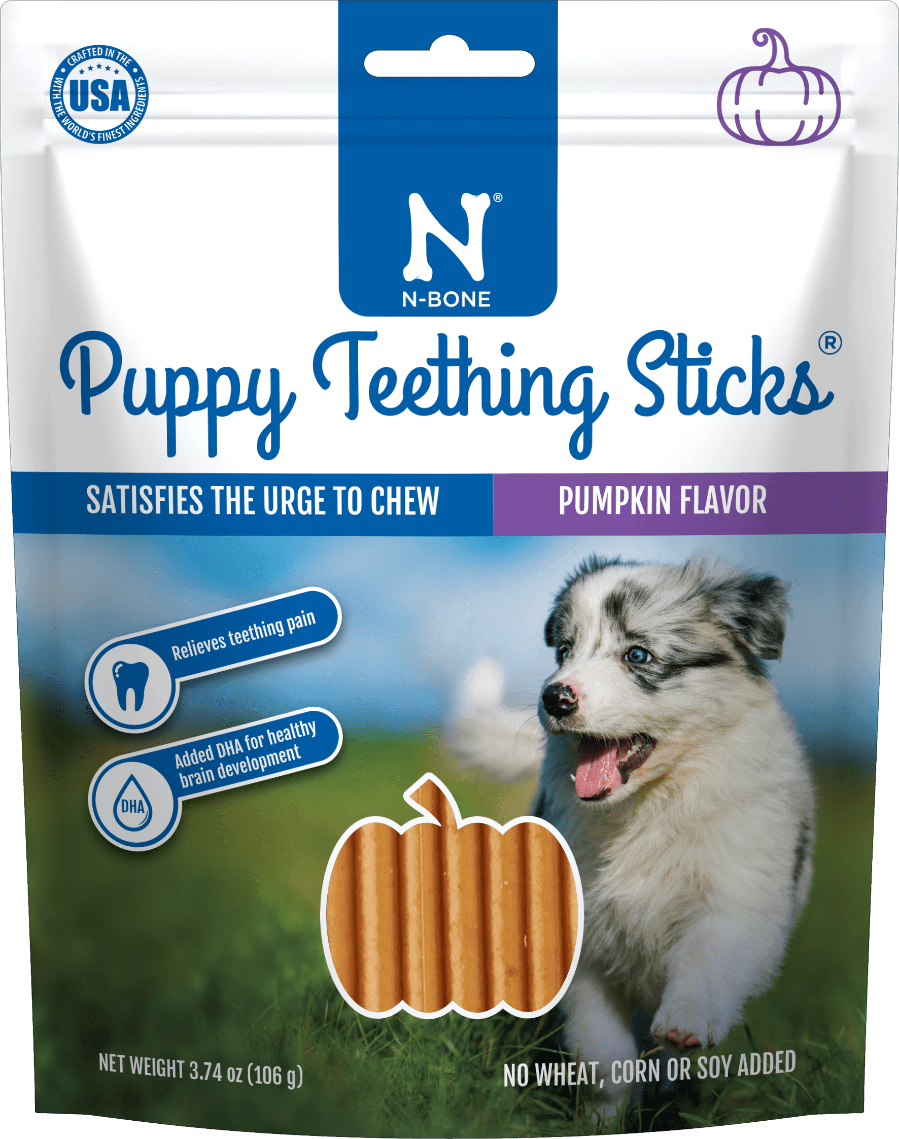 N-Bone Puppy Teething Sticks, Pumpkin Flavor, Chew Dog Treats, 3.74 oz ...