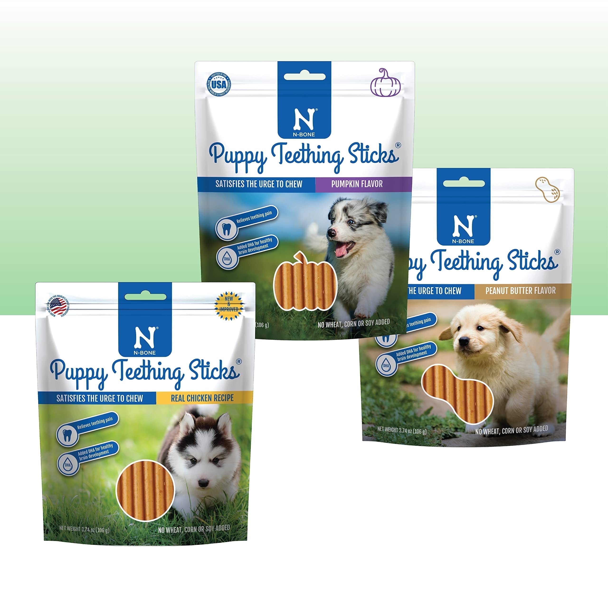 N-Bone® Puppy Teething Sticks Variety Pack, Chicken & Pumpkin & Peanut ...