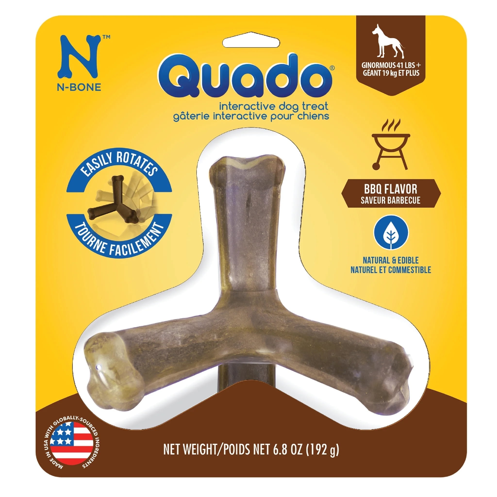 N-Bone Quado Barbeque Flavor Interactive Dental Dog Treats, Large 6.8 ...