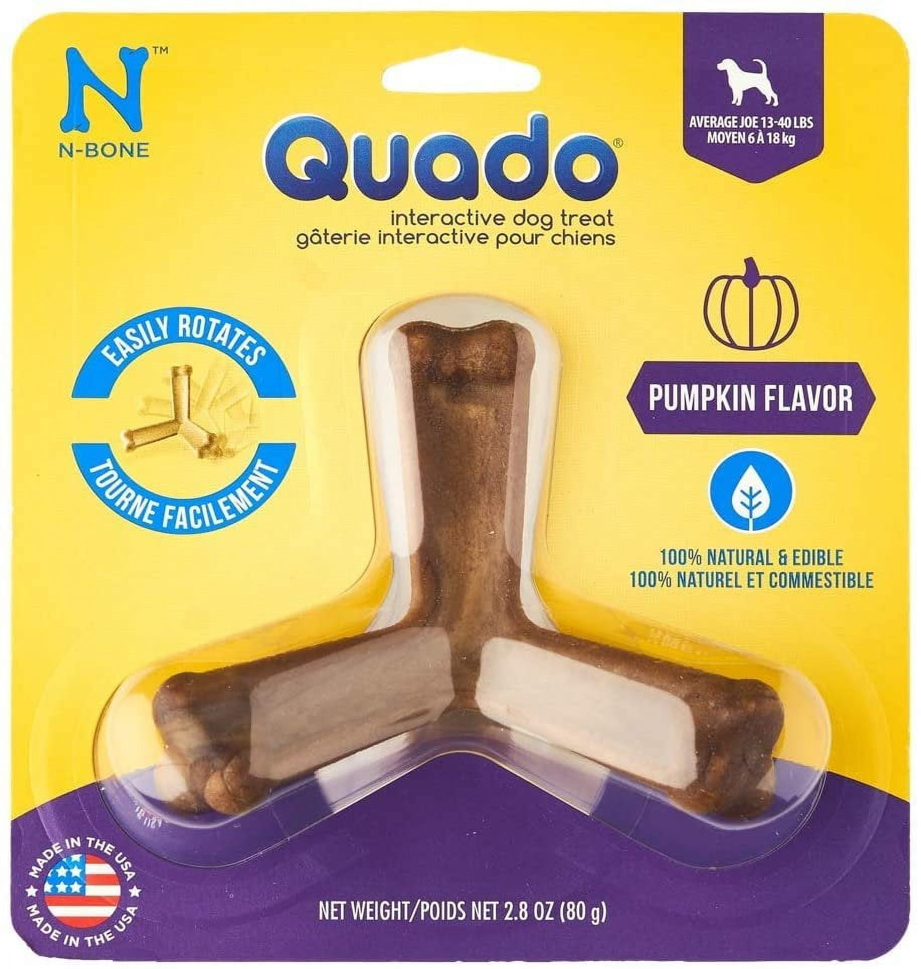 NBone - Quado Interactive Dental Dog Treat Pumpkin Flavor - 2.8 oz ...
