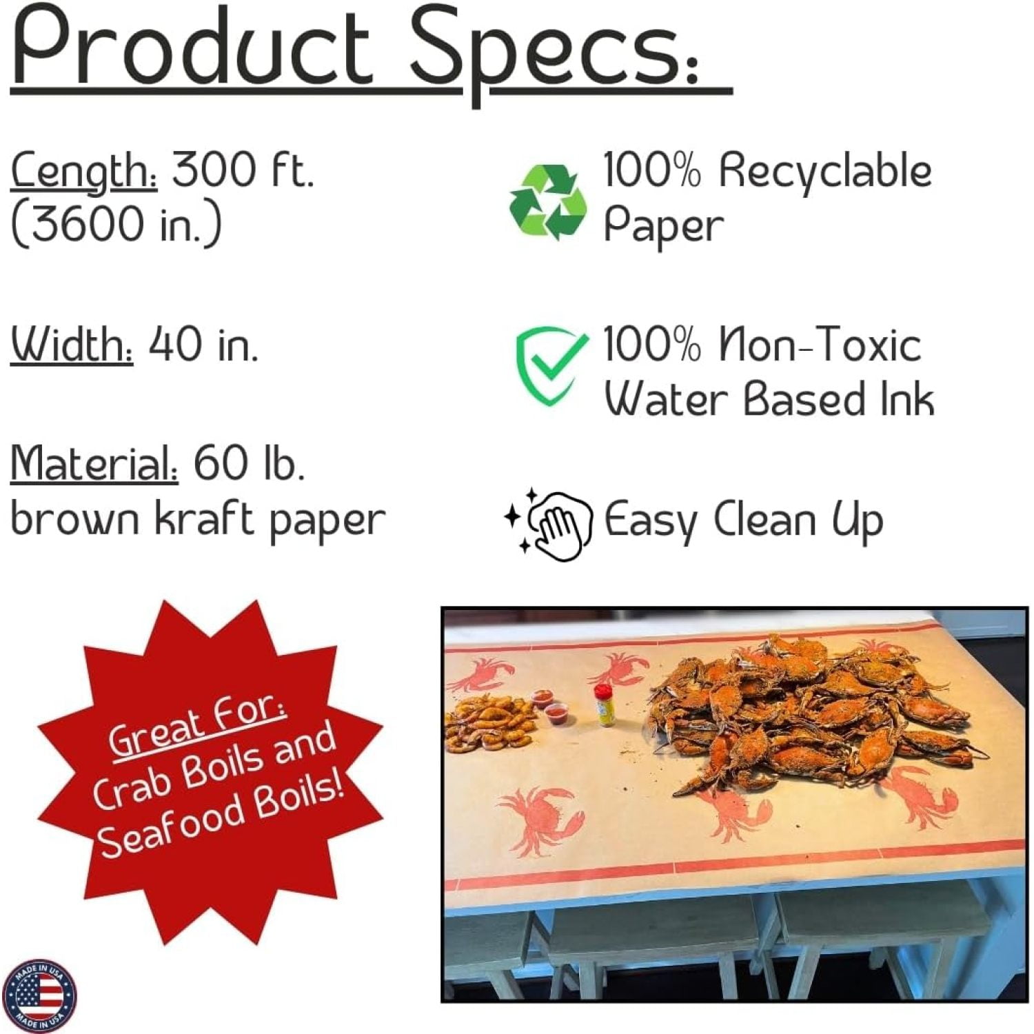 N. F. String & Son, Inc. Crab Print Paper Table Cover 300Ft. - Walmart.com