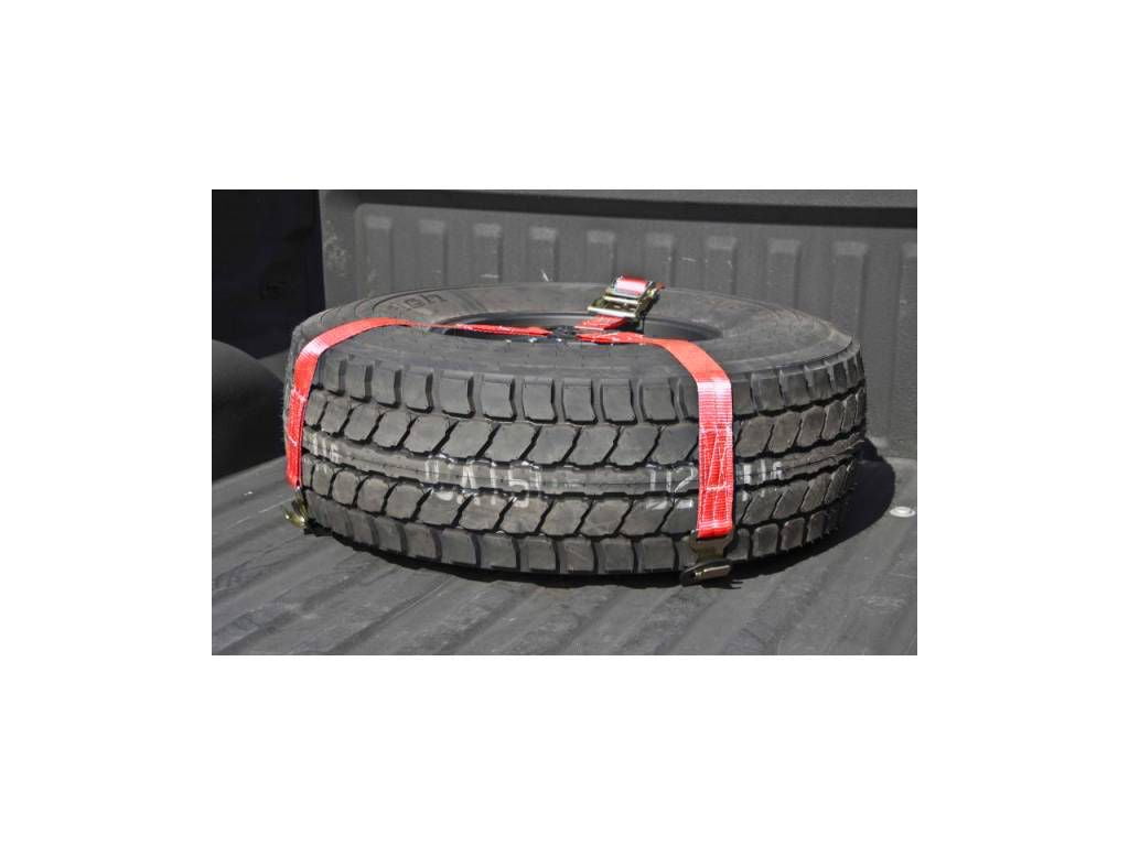 N-Fab Bed Mounted Rapid Tire Strap Universal - Gloss Black - Red Strap ...