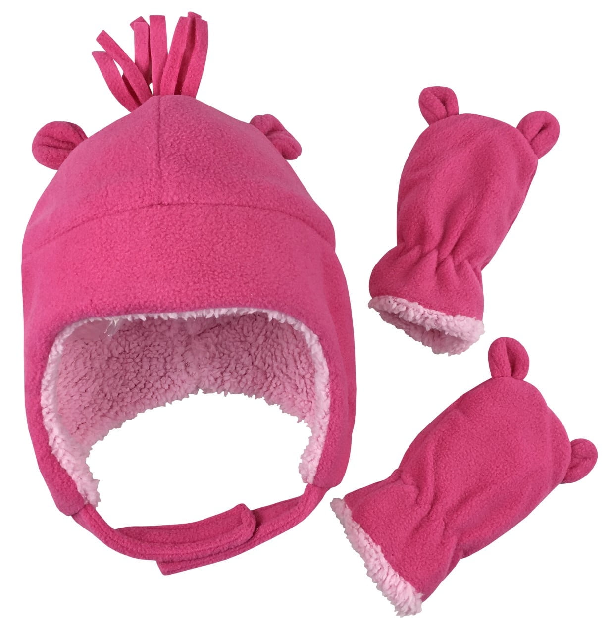 N'Ice Caps Baby Girls Toddler Fleece Hat Mitten Winter Set with Ears ...
