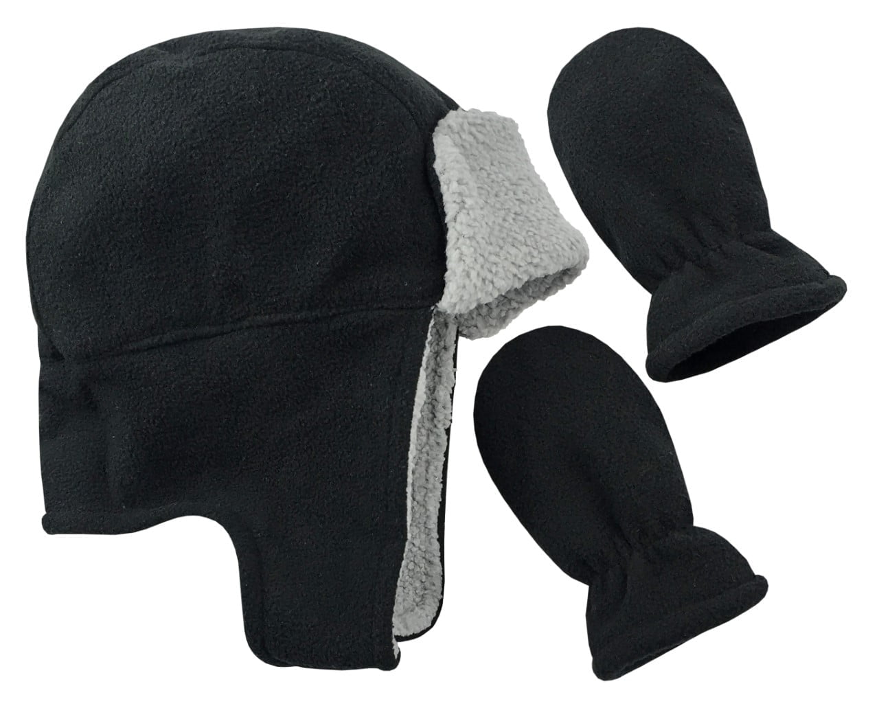 N'Ice Caps Boys Toddler Baby Fleece Sherpa Lined Trooper Hat & Mitten ...
