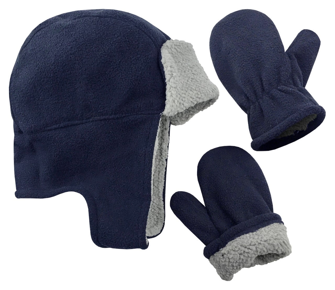 N'Ice Caps Boys Toddler Baby Fleece Sherpa Lined Trooper Hat & Mitten ...