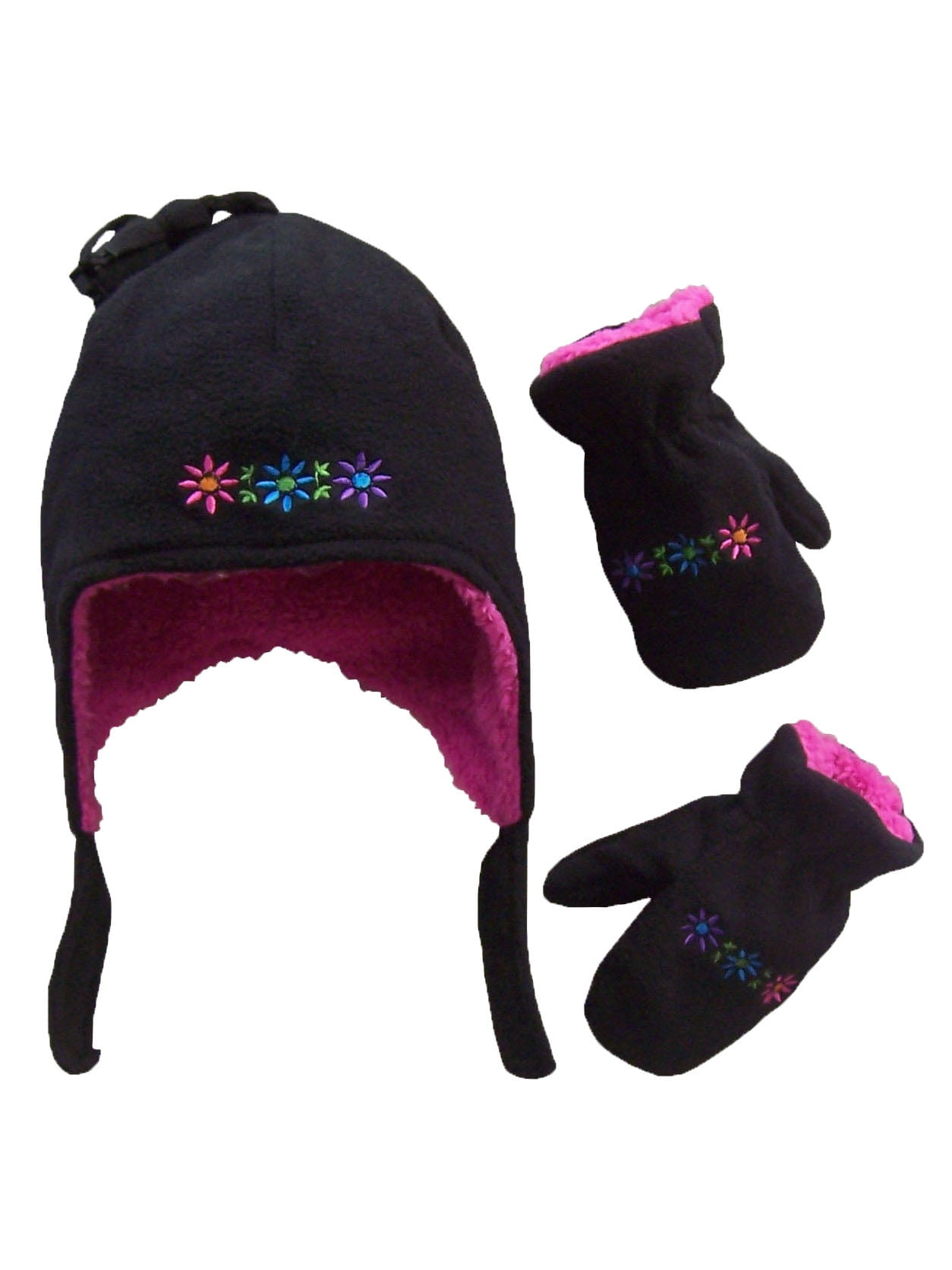 N'Ice Caps Girls Fleece Winter Hat Mitten Set - Infants Toddler ...