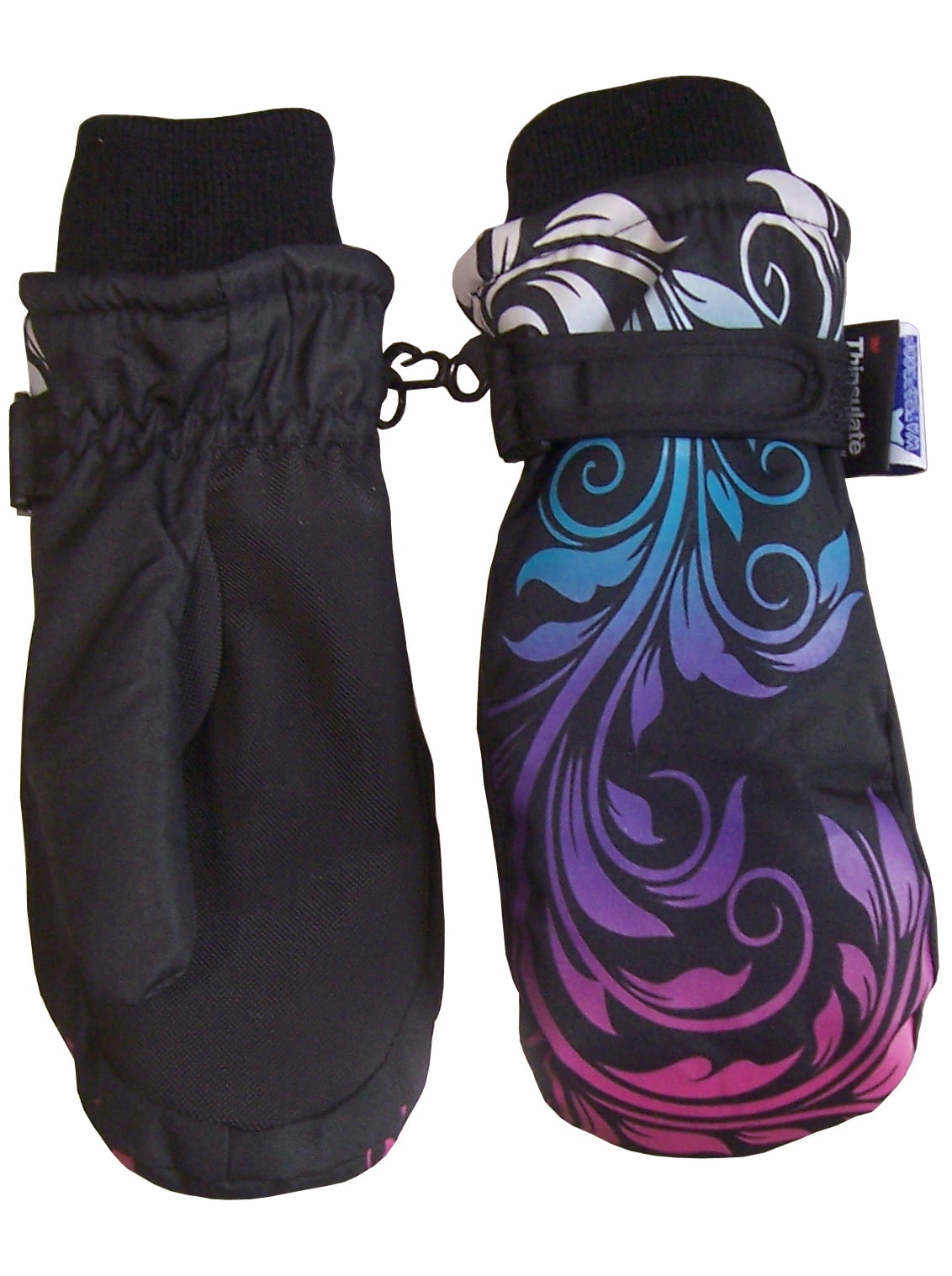 N'Ice Caps Girls Kids Multi Shaded Scroll Print Winter Waterproof Thinsulate Insulated Snow ...