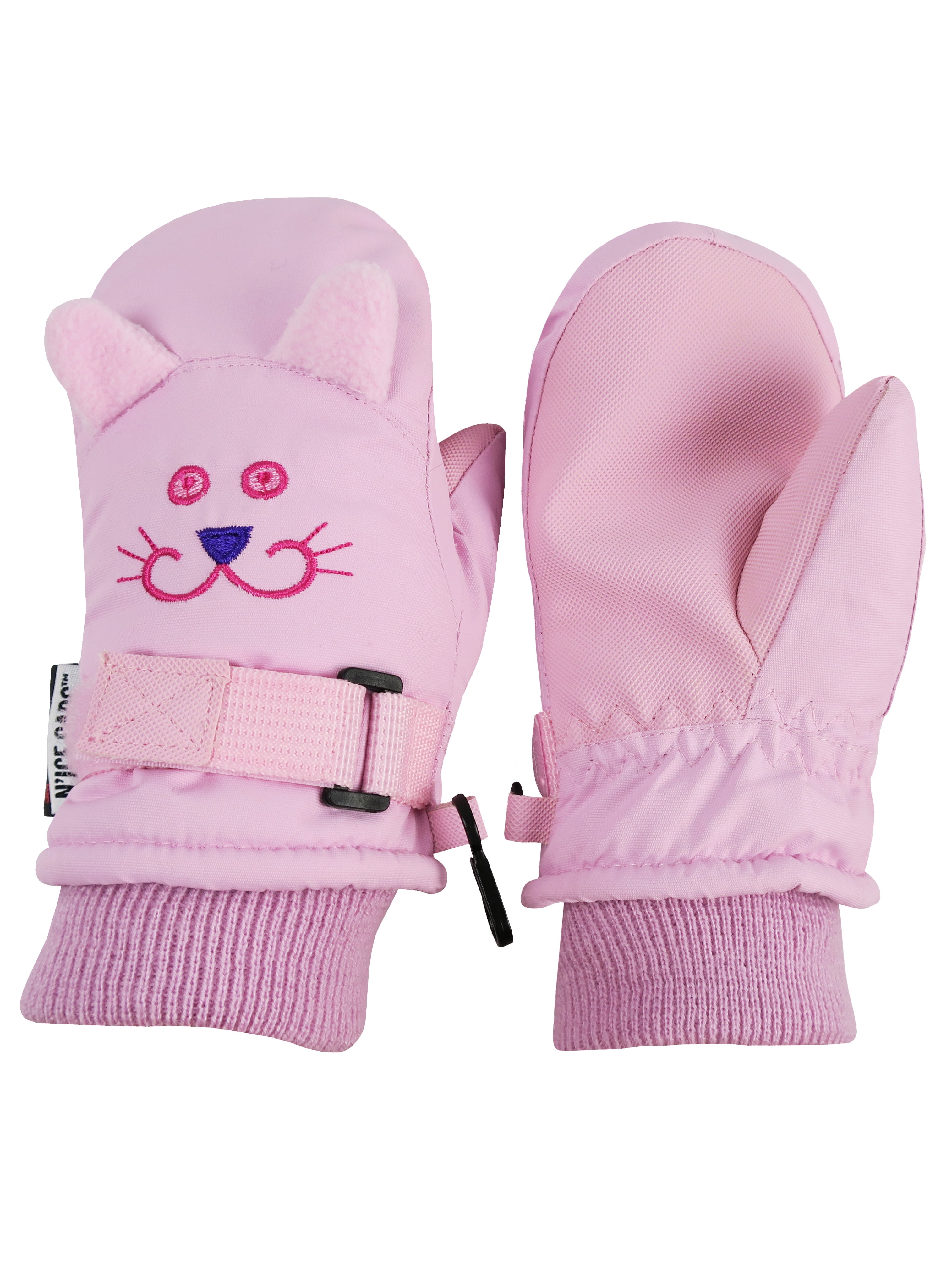 N'Ice Caps Kids Cute Animal Faces Waterproof Thinsulate Winter Ski Mittens | Girls Pink ...