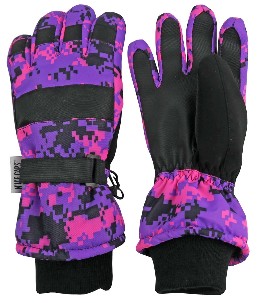 N'Ice Caps Kids Waterproof Thinsulate Winter Snow Gloves | Girls Cold Weather Camo Purple ...