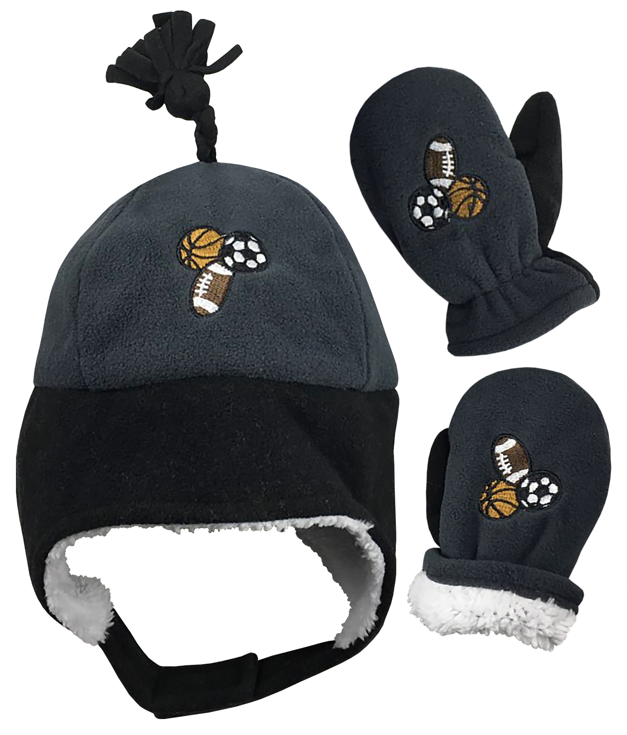 N'Ice Caps Little Boys Toddler Baby Sherpa Lined Fleece Hat Mittens ...