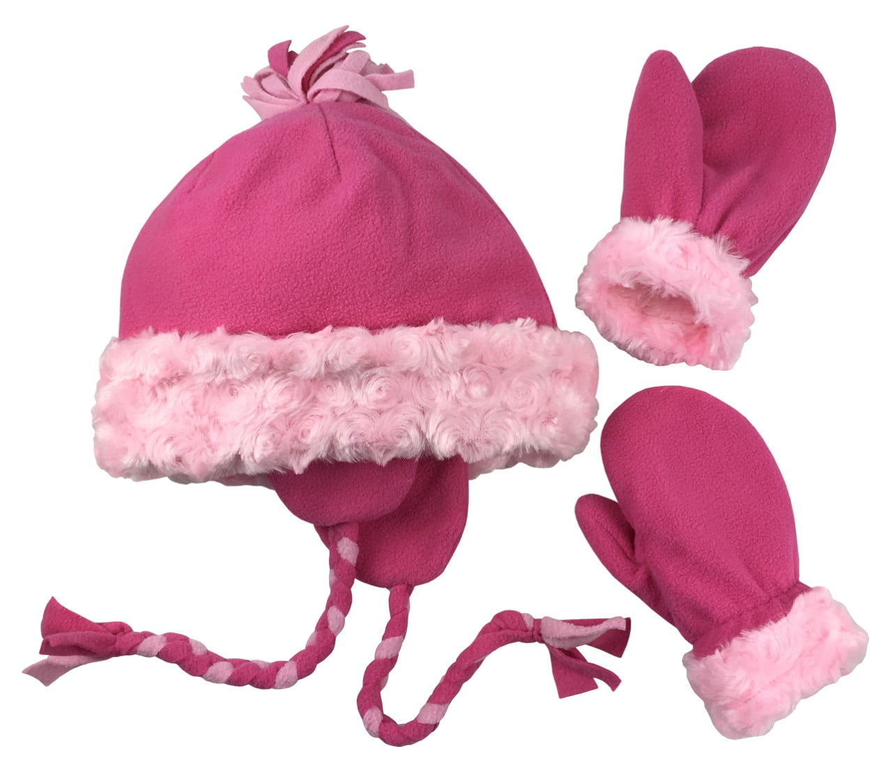 N'Ice Caps Little Girls Baby Velboa Fleece Hat & Mitten Winter Set ...