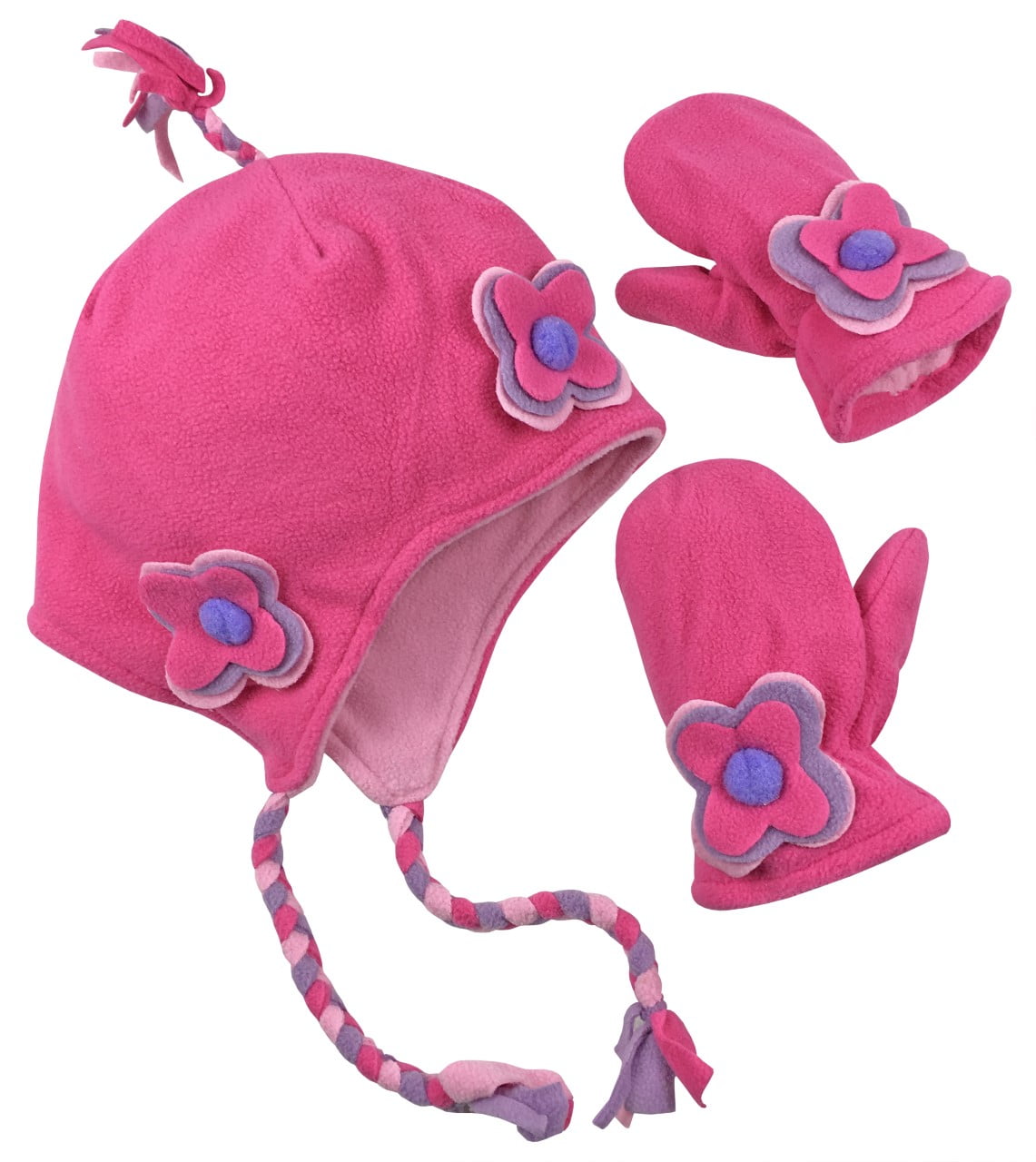 N'Ice Caps Little Girls Fleece Hat Mitten Winter Fully Lined Set ...