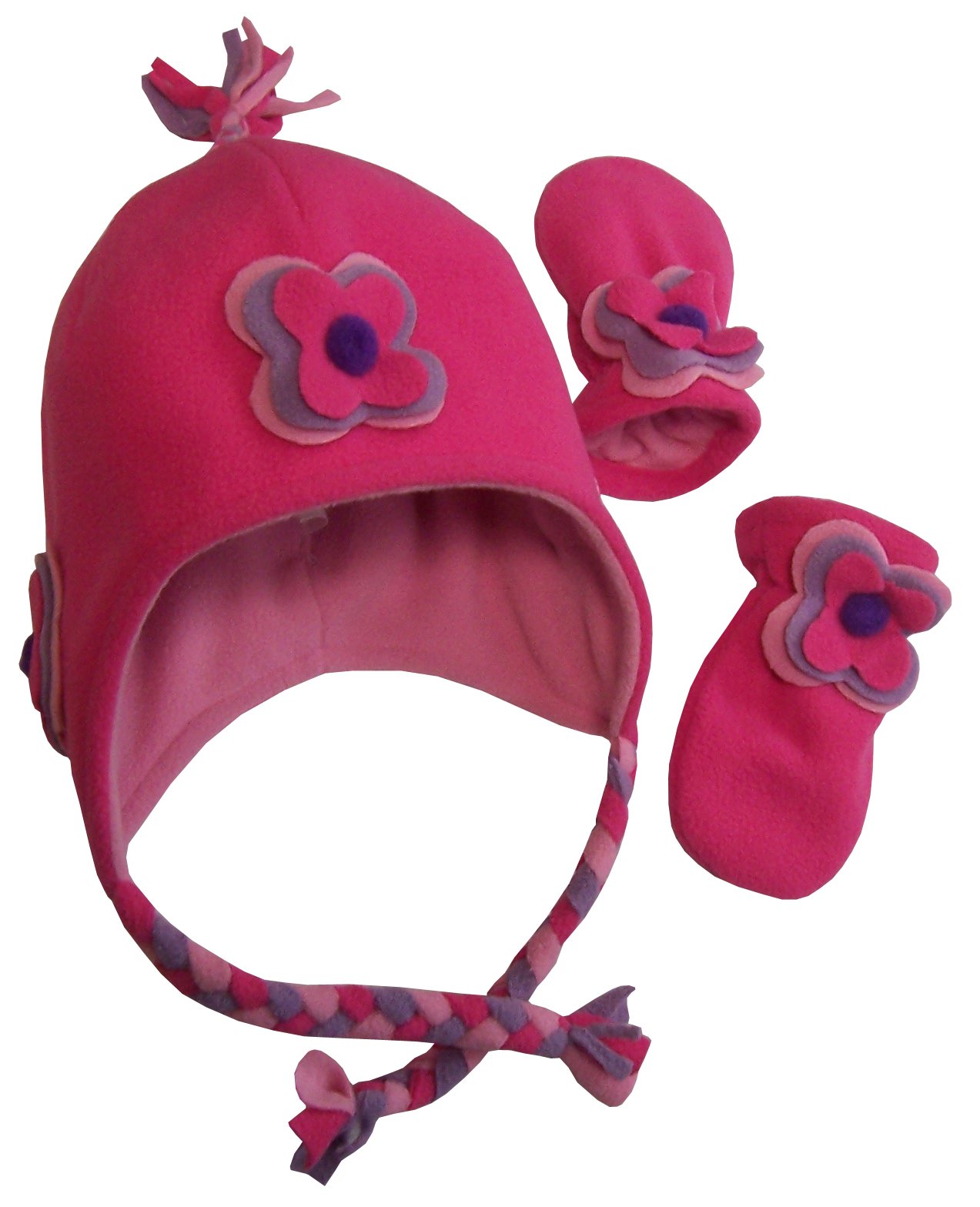 N'Ice Caps Little Girls Fleece Hat Mitten Winter Fully Lined Set ...