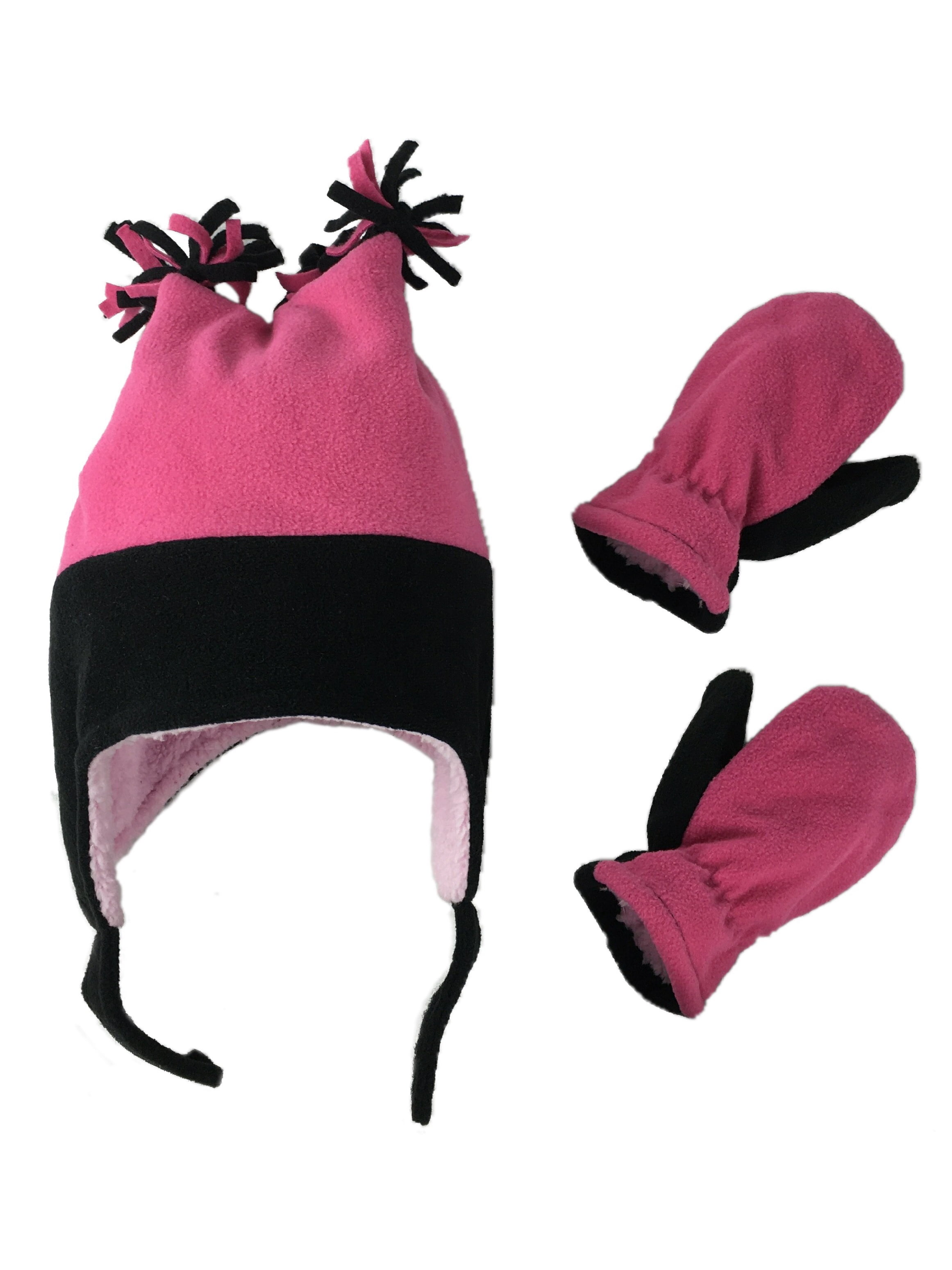 N'Ice Caps Little Girls Fleece Winter Hat Mittens Set Sherpa Lined ...