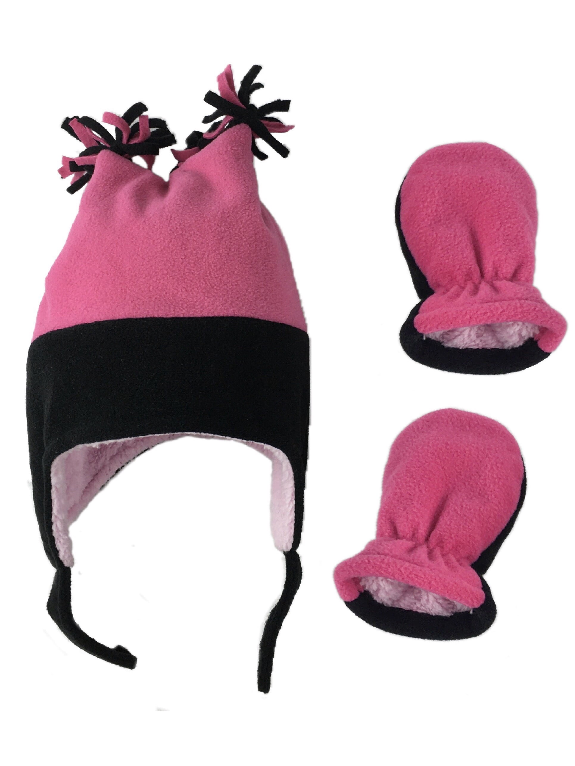 N'Ice Caps Little Girls Fleece Winter Hat Mittens Set Sherpa Lined ...