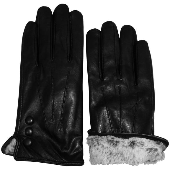 N'Ice Caps Womens 100% Genuine Black Leather Winter Driving Gloves ...