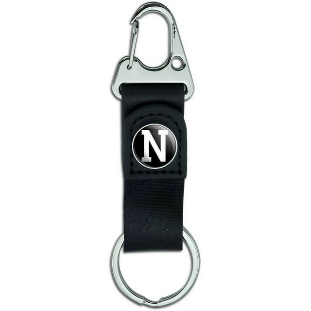 N Initial Belt Clip On Carabiner Leather Keychain Fabric Key Ring ...