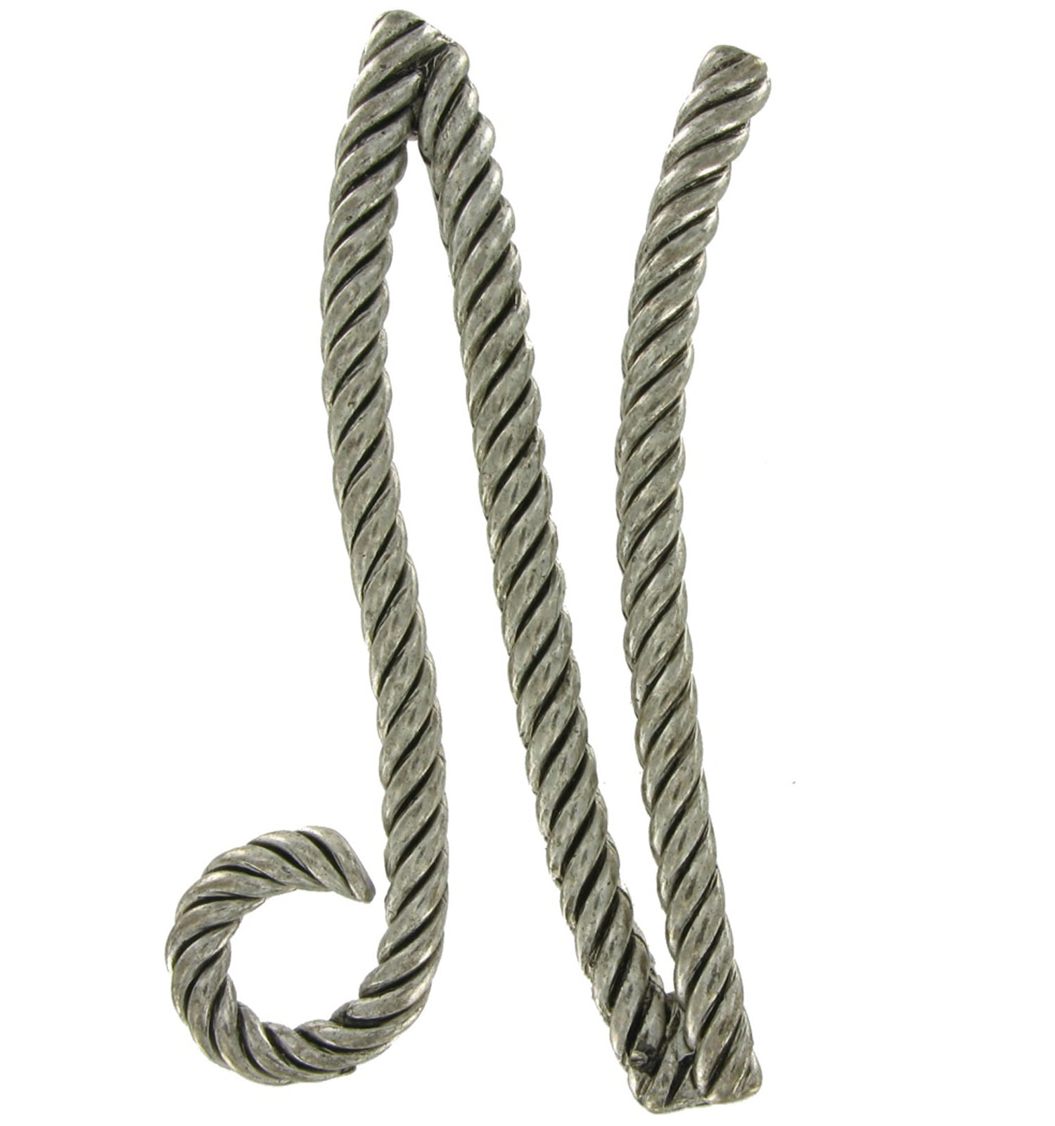 "N" Initial Pin Brooch Large Script Silver Tone Rope Ladies Adult ...