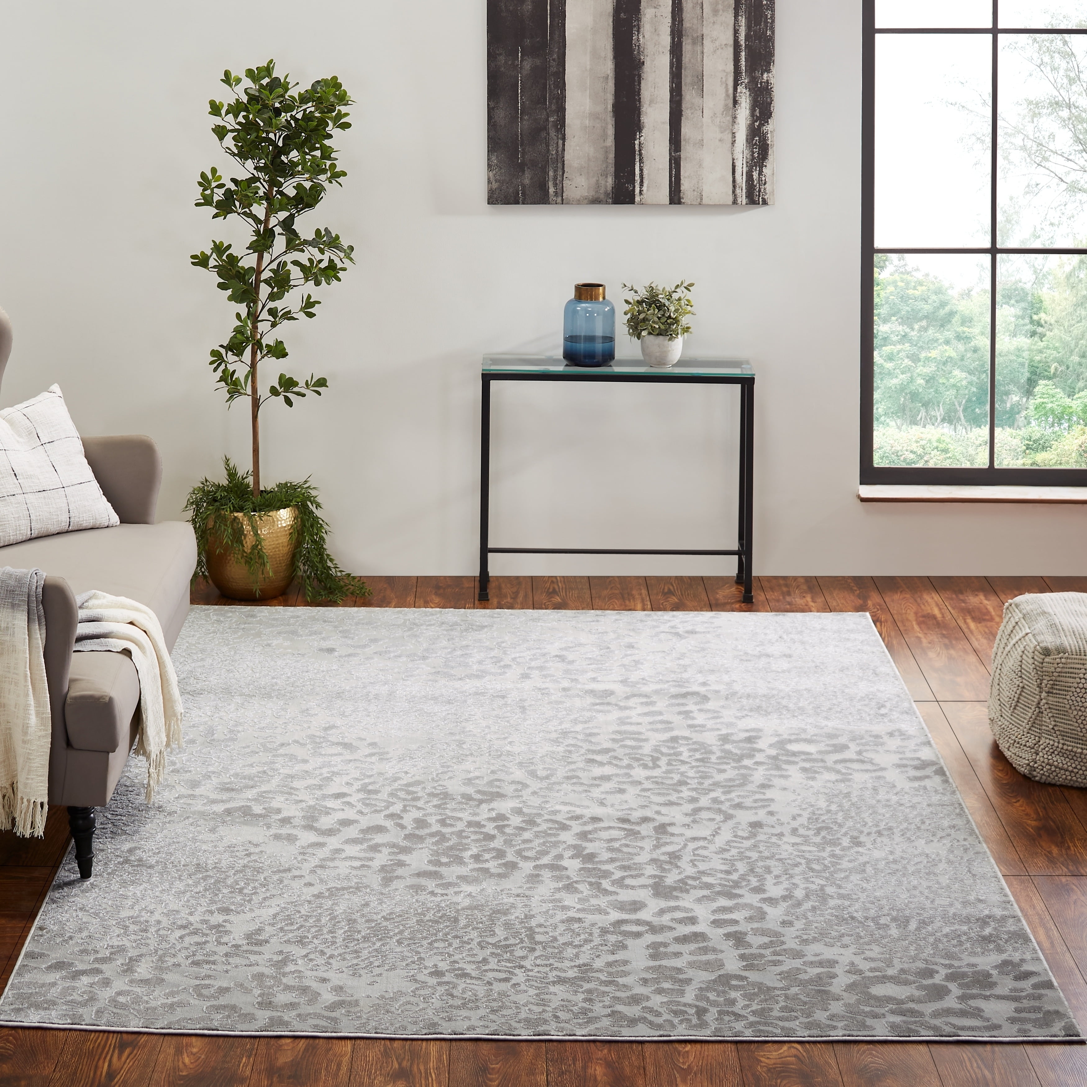 N Natori Serengeti Leopard Area Rug 9'6" x 13' - Grey - Walmart.com