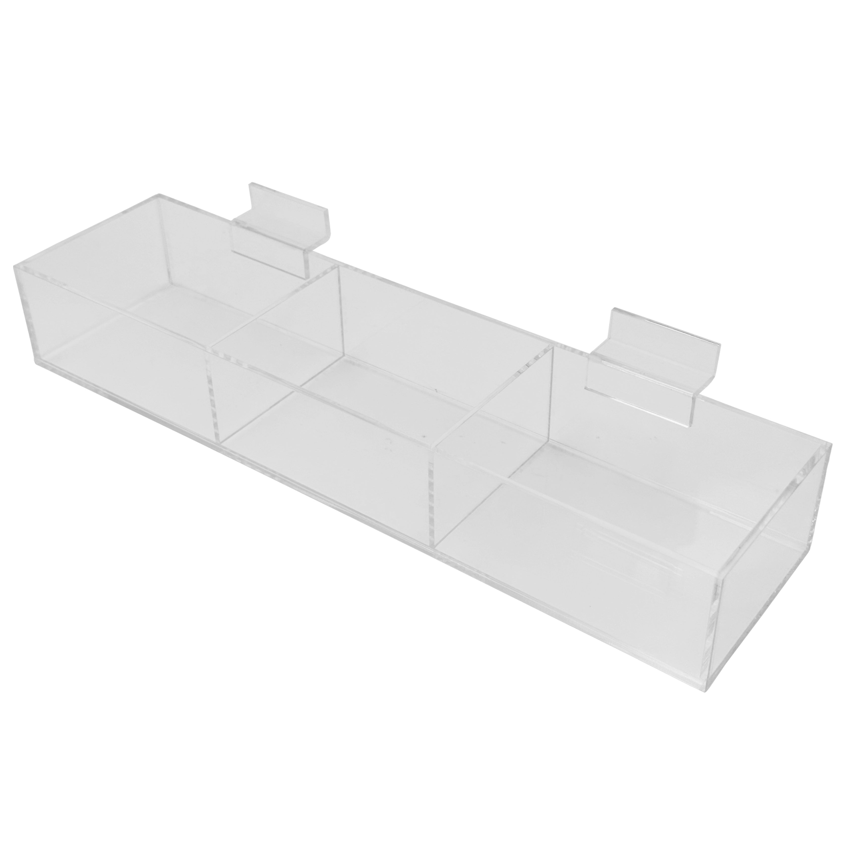 N NicePackaging 1 Qty 3 Bin Acrylic Slatwall Display Multi-Compartment ...