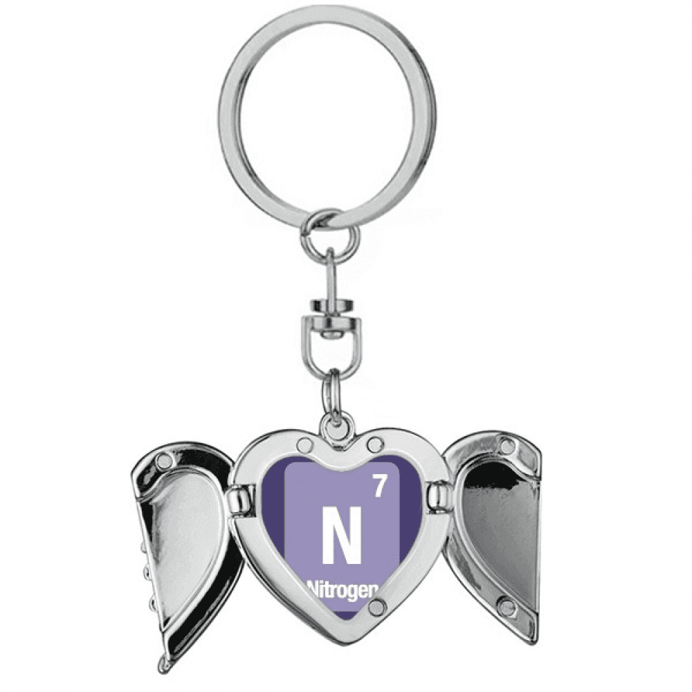 N Nitrogen Checal Element Science Heart Angel Wing Key Chain Holder ...