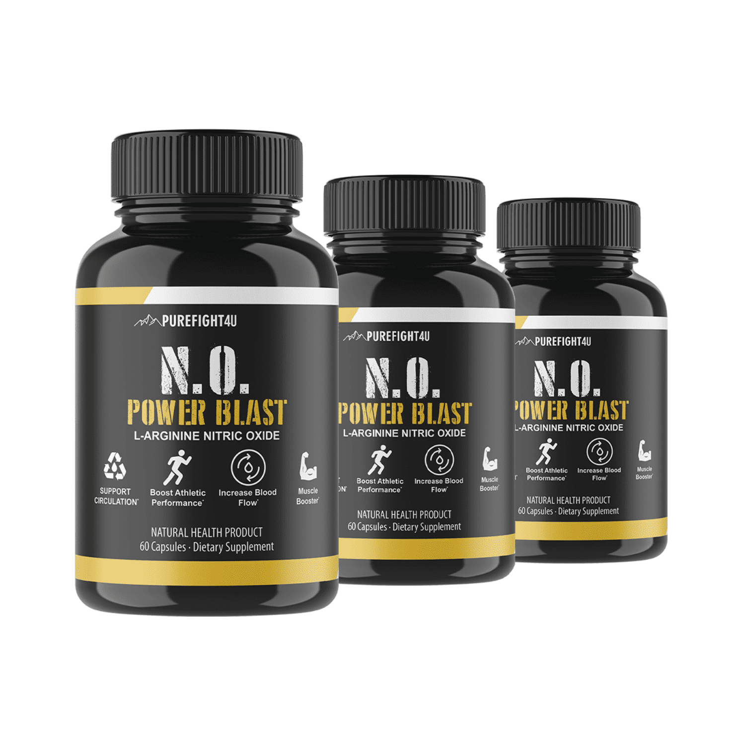 N.O. Power Blast L-Arginine Nitric Oxide - 3 Bottles 180 Capsules ...