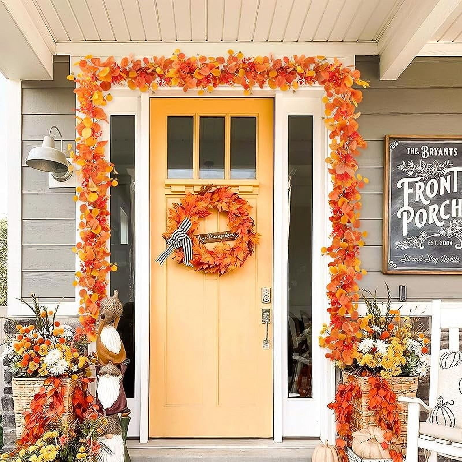 N&T NIETING 2 Pack Artificial Eucalyptus Garland with Flowers, Faux ...