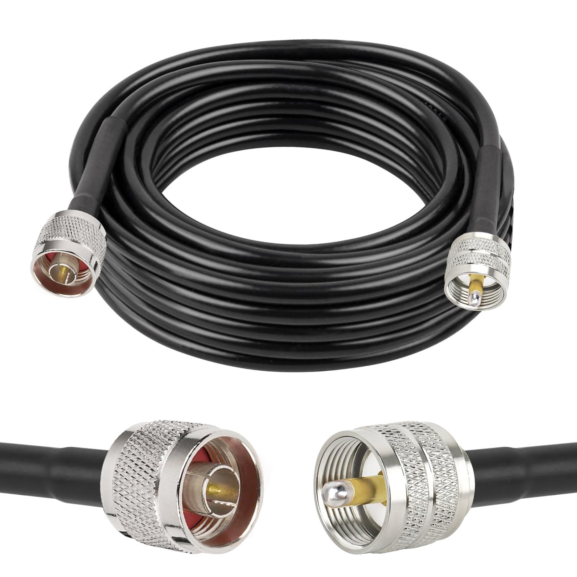 N-Type to UHF Coaxial Extension Cable 25FT Low Loss RG8X 50 Ohm ...