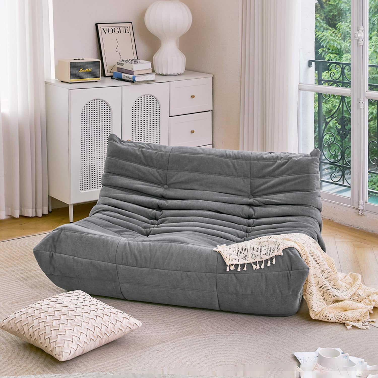 N&V Fireside Chair, Mid Century Armless Floor Sofa, Soft Premium ...