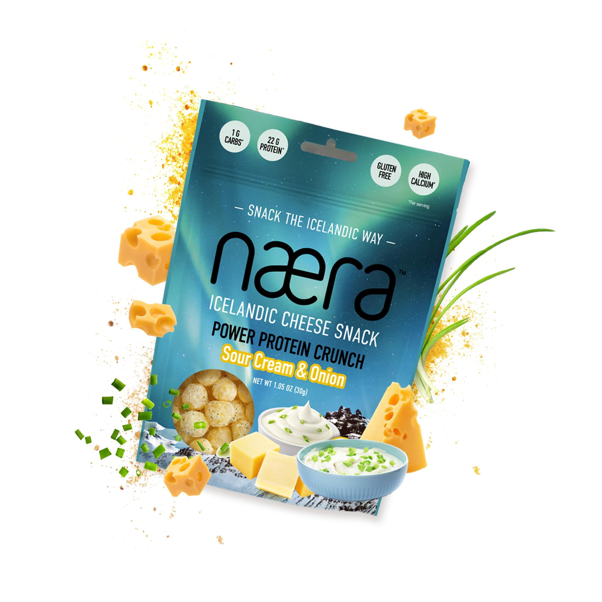 Næra Icelandic - Sour DMF15 Cream & Onion 100% Cheese Power Protein ...