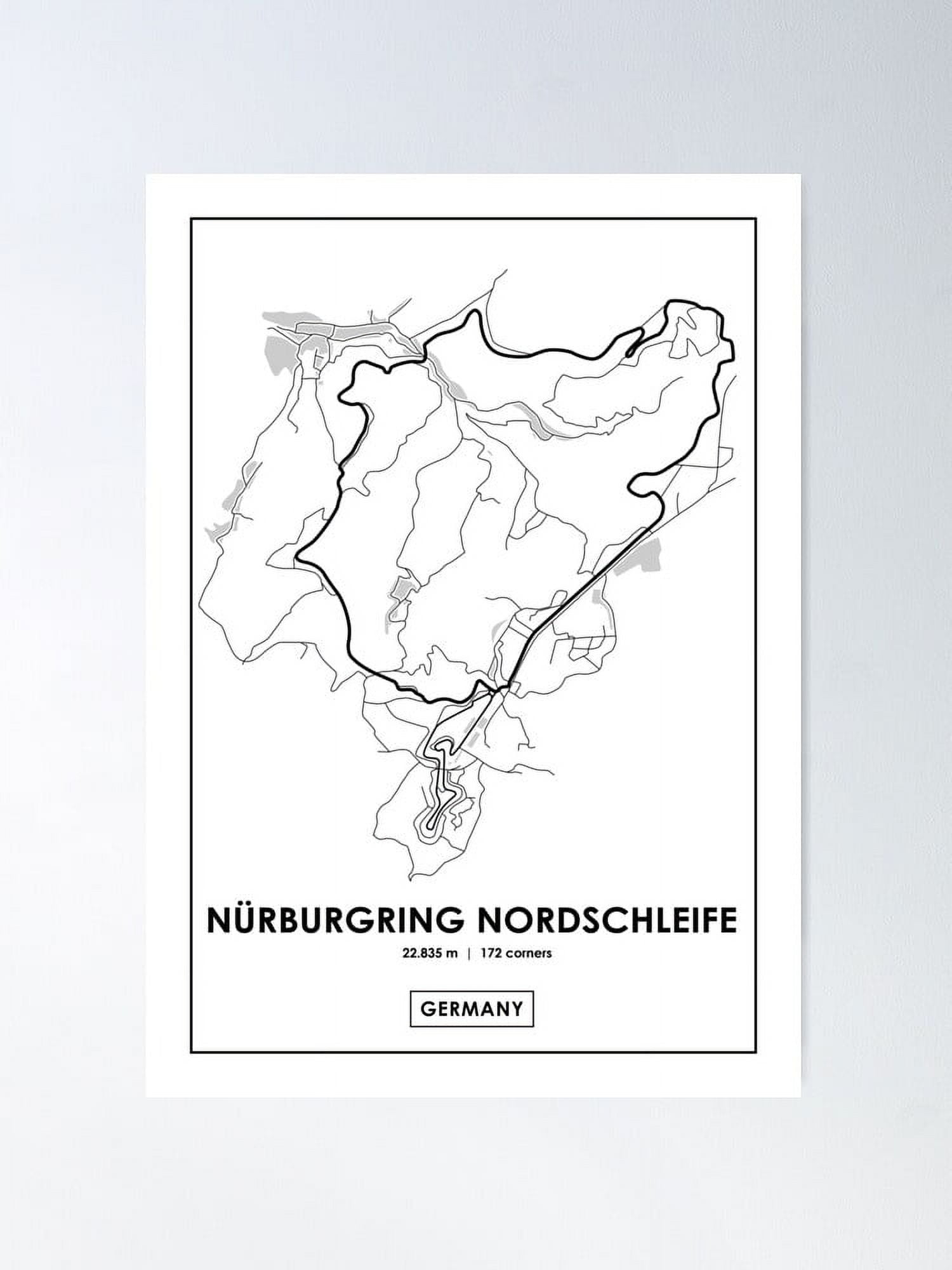 Nürburgring Nordschleife - Germany Track Map Poster - Walmart.com