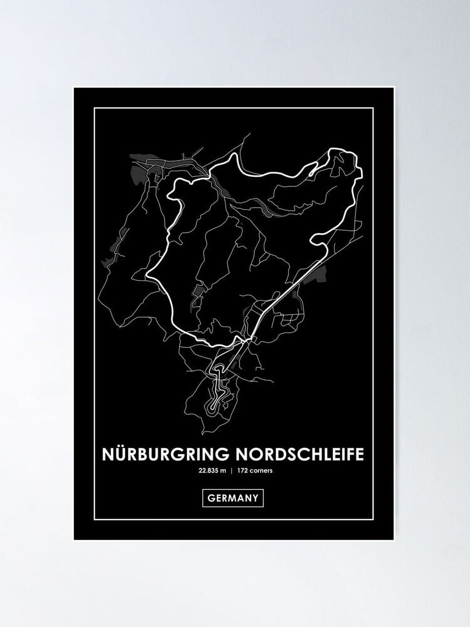 Nürburgring Nordschleife - Germany Track Map WHITE Poster - Walmart.com