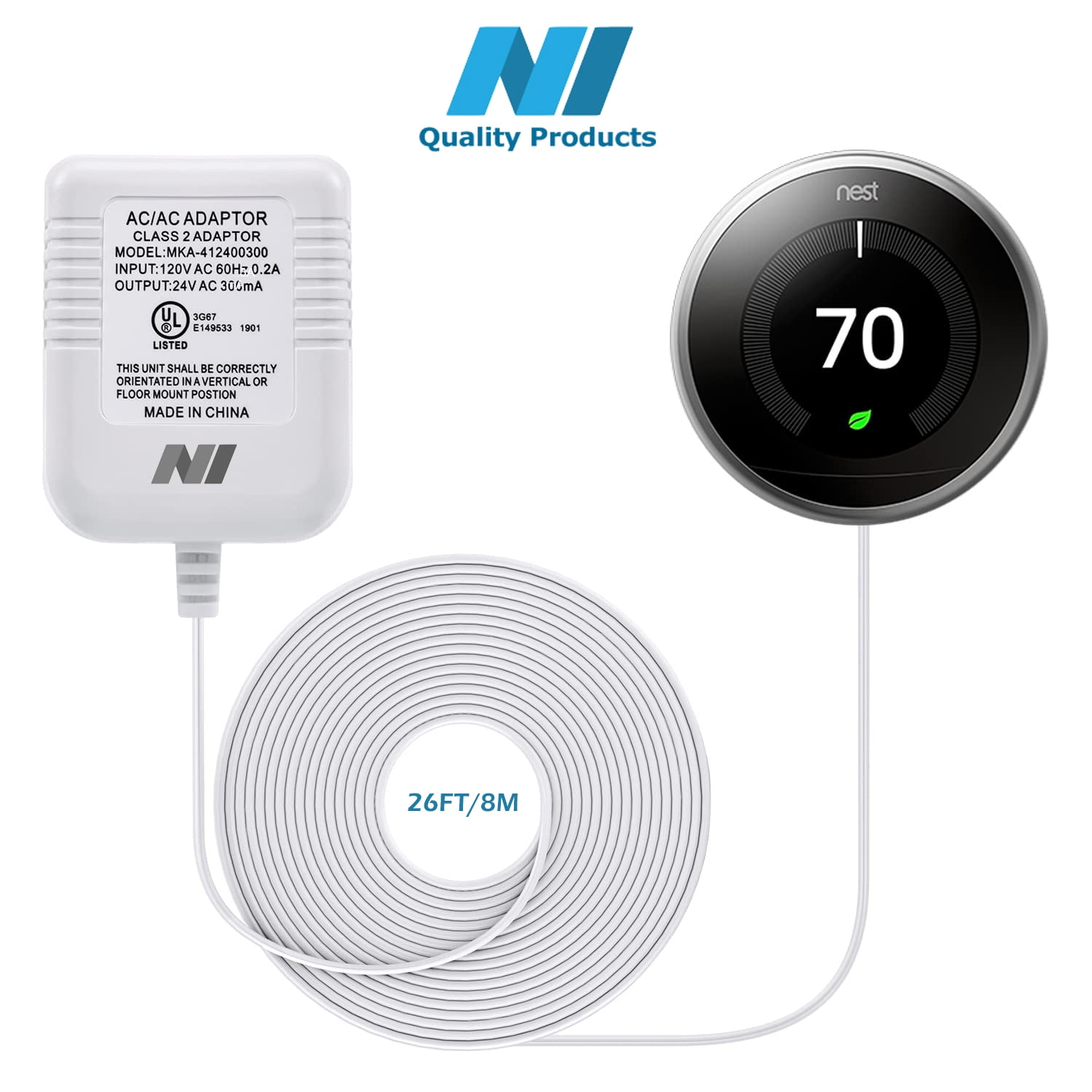 N1 Universal 24V AC Transformer, C Wire Adapter for Smart Thermostat ...