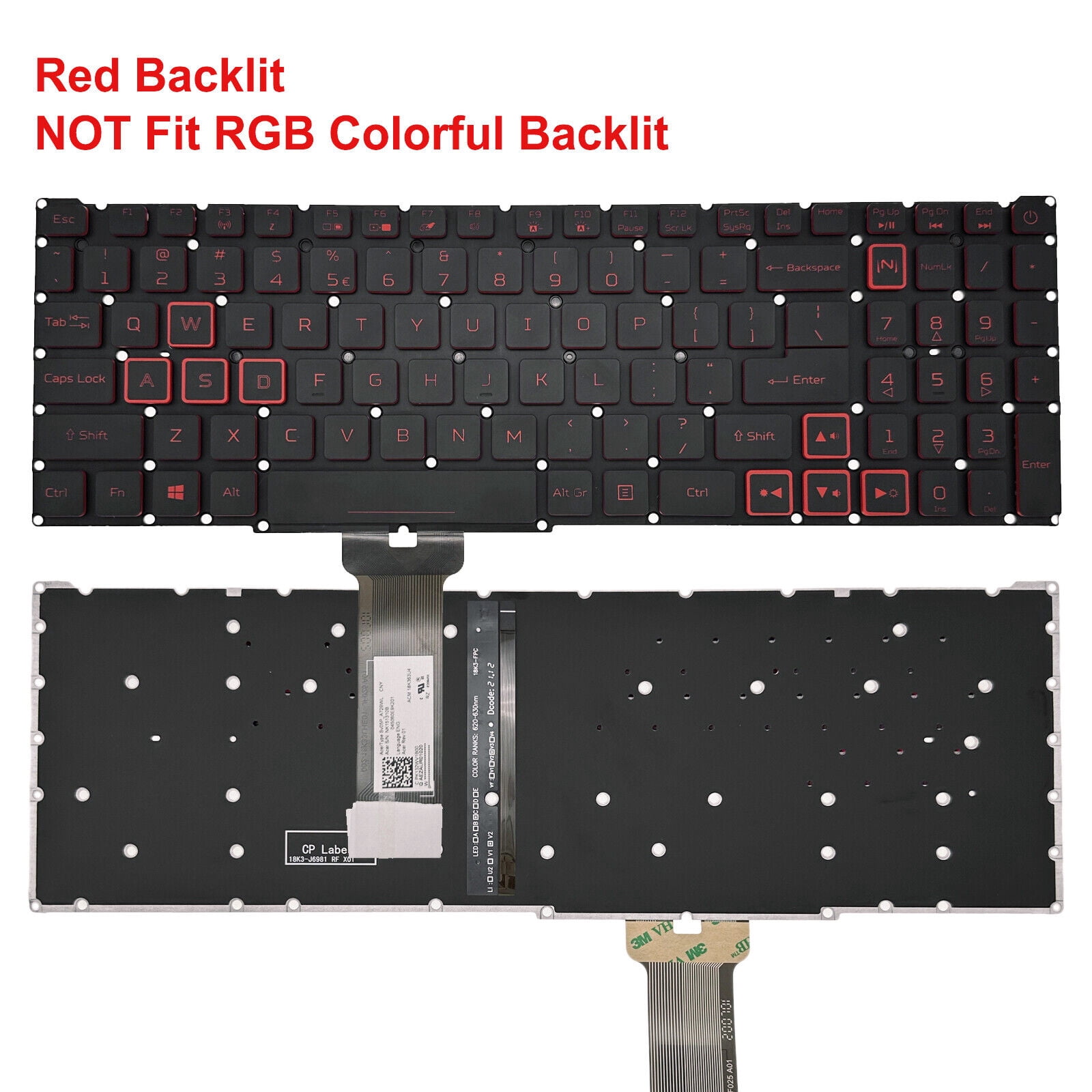 N18C4 Backlit Keyboard for Acer AN515-54 AN517-51 AN715-51 N20C1 N20C2 ...