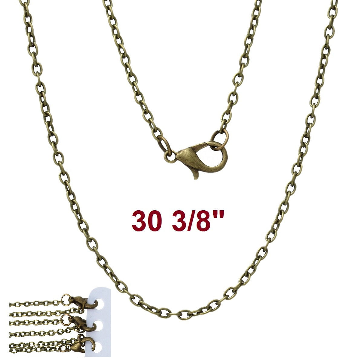 N193 - 12 pcs. Antique Bronze Cable Chain Link Necklaces 30 3/8" - (3 x ...
