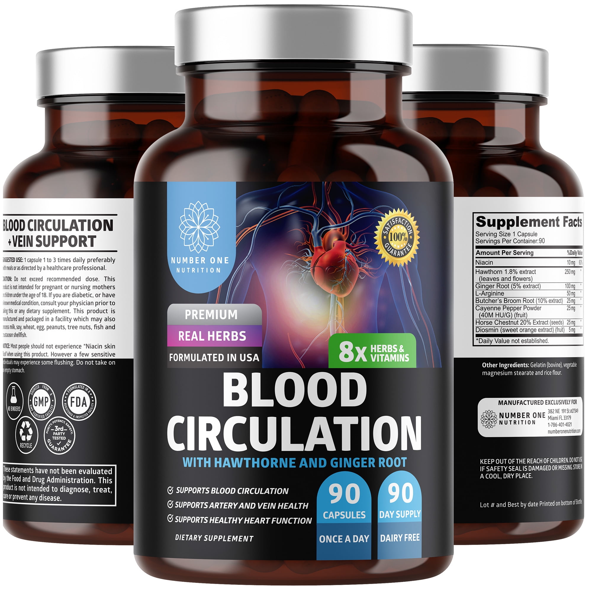 Number One Nutrition Blood Circulation Pills, Hawthorn Extract, Ginger ...