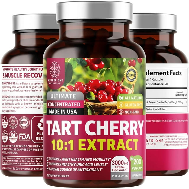 N1N Premium Tart Cherry Extract Capsules, 3000 mg for Joint Health and ...