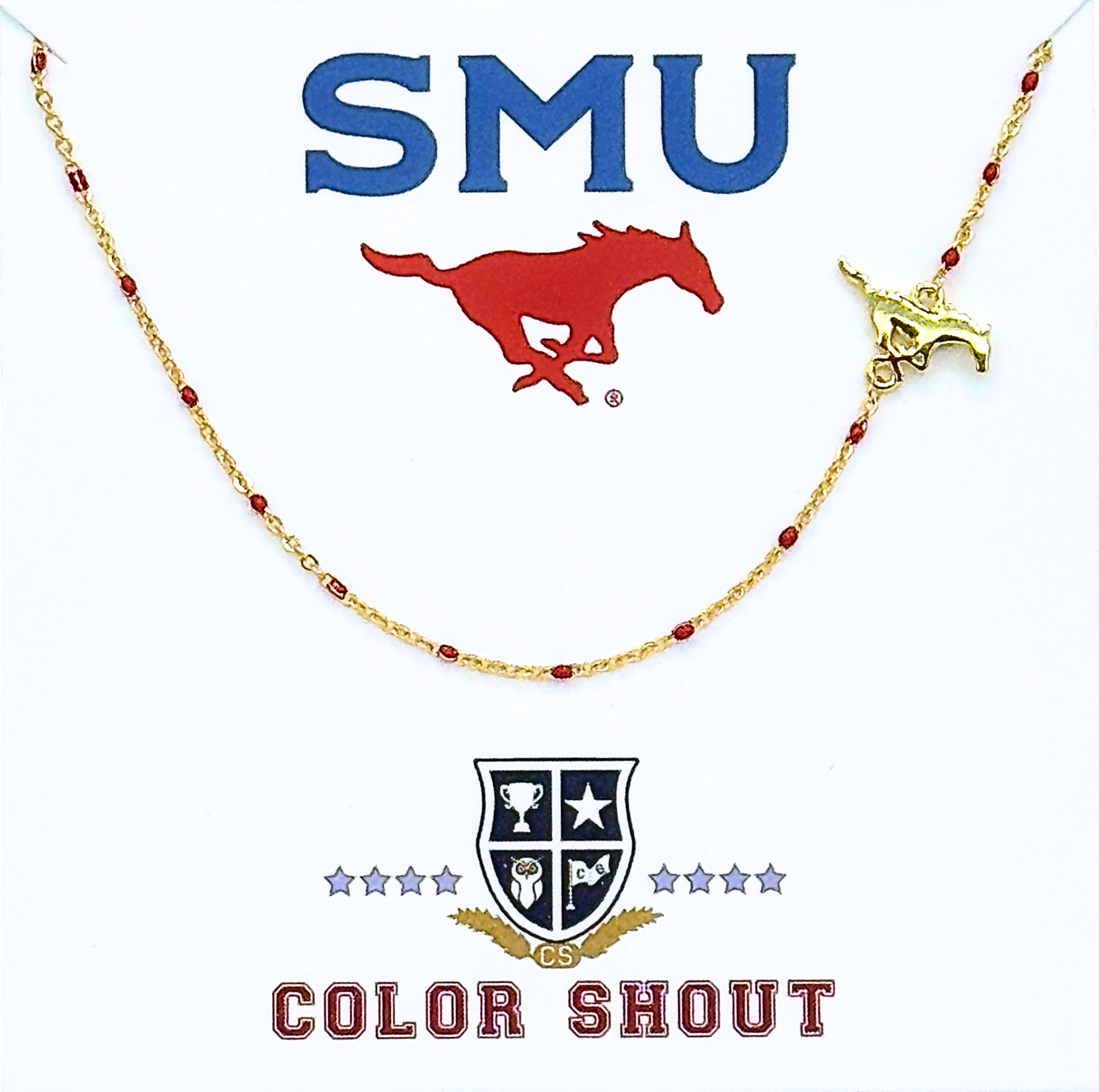 N201 SMU-The SMU Necklace: Side Set SMU Enamel Bead Necklace - Walmart.com