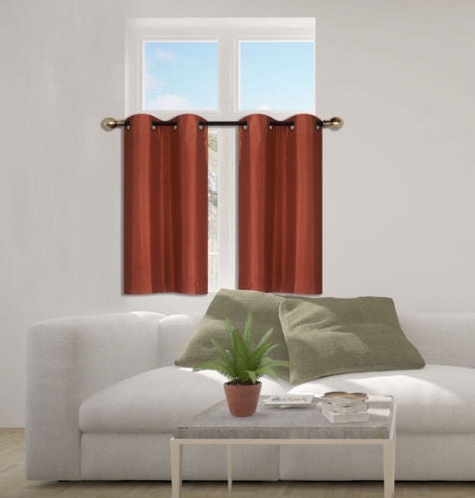 N25 Brick 1-Set Solid Faux Silk Grommet Top Small Window Curtain, 2 ...