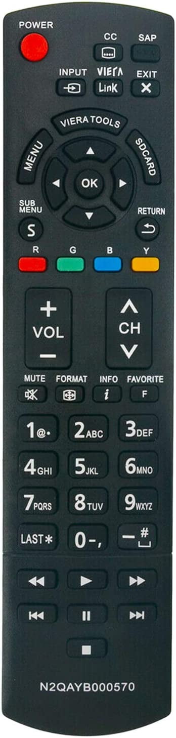 N2QAYB000570 Replaced Remote Fit for Panasonic TV TC-60PS34 TC-P4232C TC-P4632C TC-L32E3 TC ...