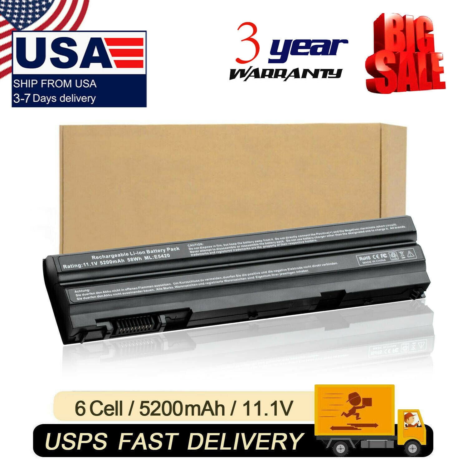 DELL INSPIRON N3X1D Laptop Battery for Latitude E5420 E5430 E5520 E5530 ...