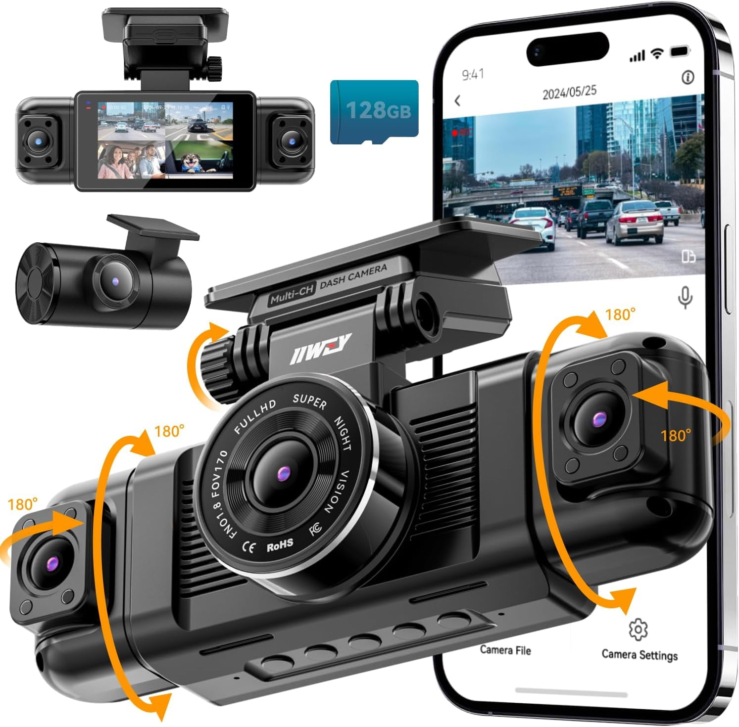 N5 4 Channel Dash Cam 360° View, 1080P Front and Rear Inside, Left ...