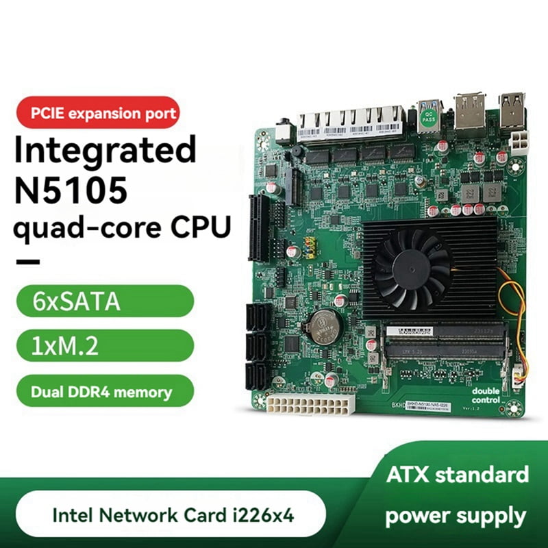 N5105 Motherboard for NAS System Soft Routers N5105 ITX Motherboards with 2.5G Networking Port 6 ...