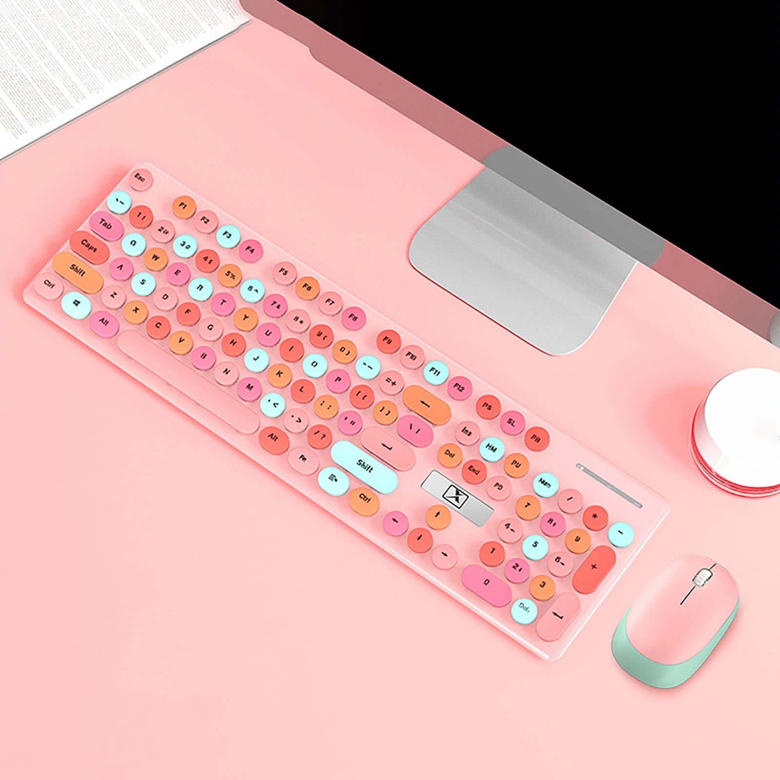 N620 Wireless Keyboard and Mouse Set 2.4G Wireless Keyboard Punk Keycap ...