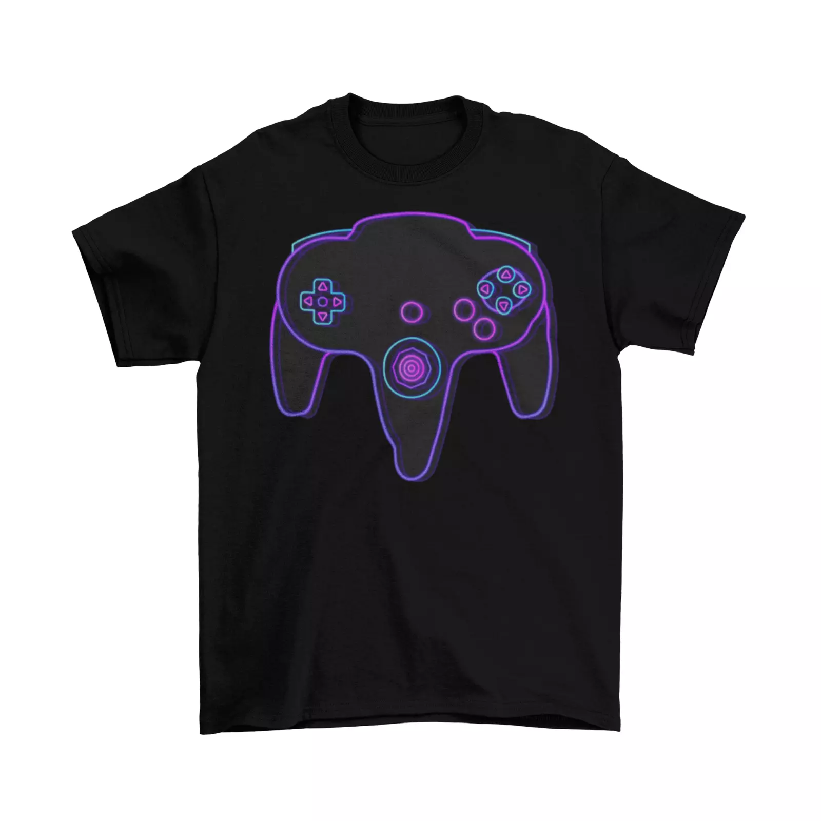 N64 Controller Neon T-Shirt Mens Unisex Cotton Adult Sizes Mario Retro ...