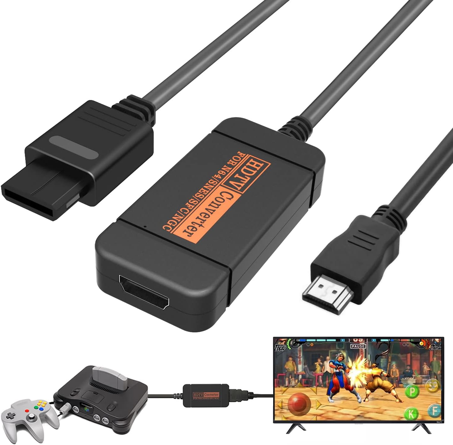 N64 HDMI Adapter, HDMI Converter with HDMI Cable for N64/Gamecube/SNES ...