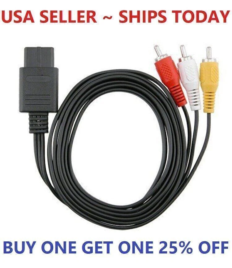 N64 Snes Gamecube 6Ft Rca Av Tv Audio Video Stereo Cable Cord For ...
